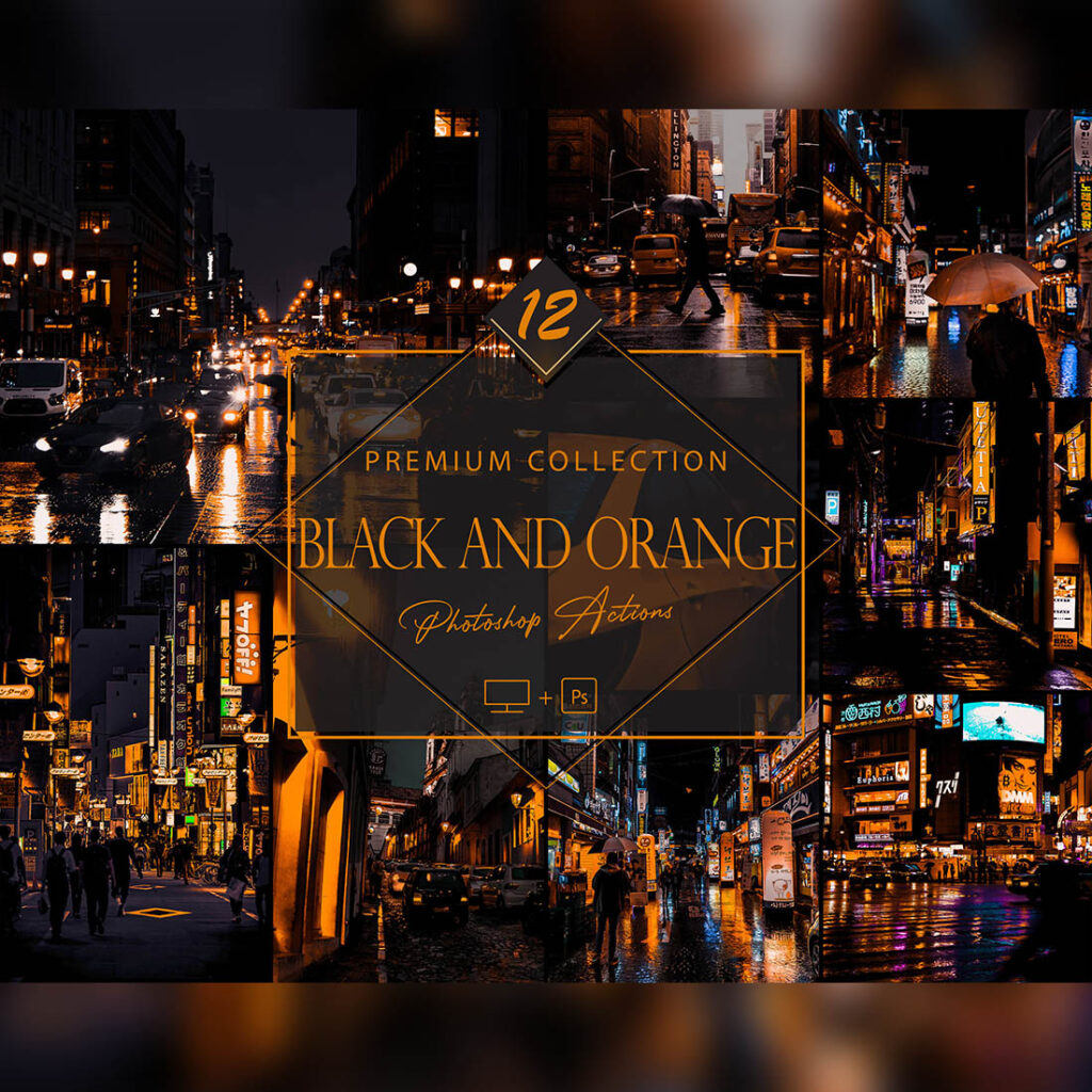 12 Black And Orange Photoshop Actions, Moody ACR Preset, Dark Filter ...
