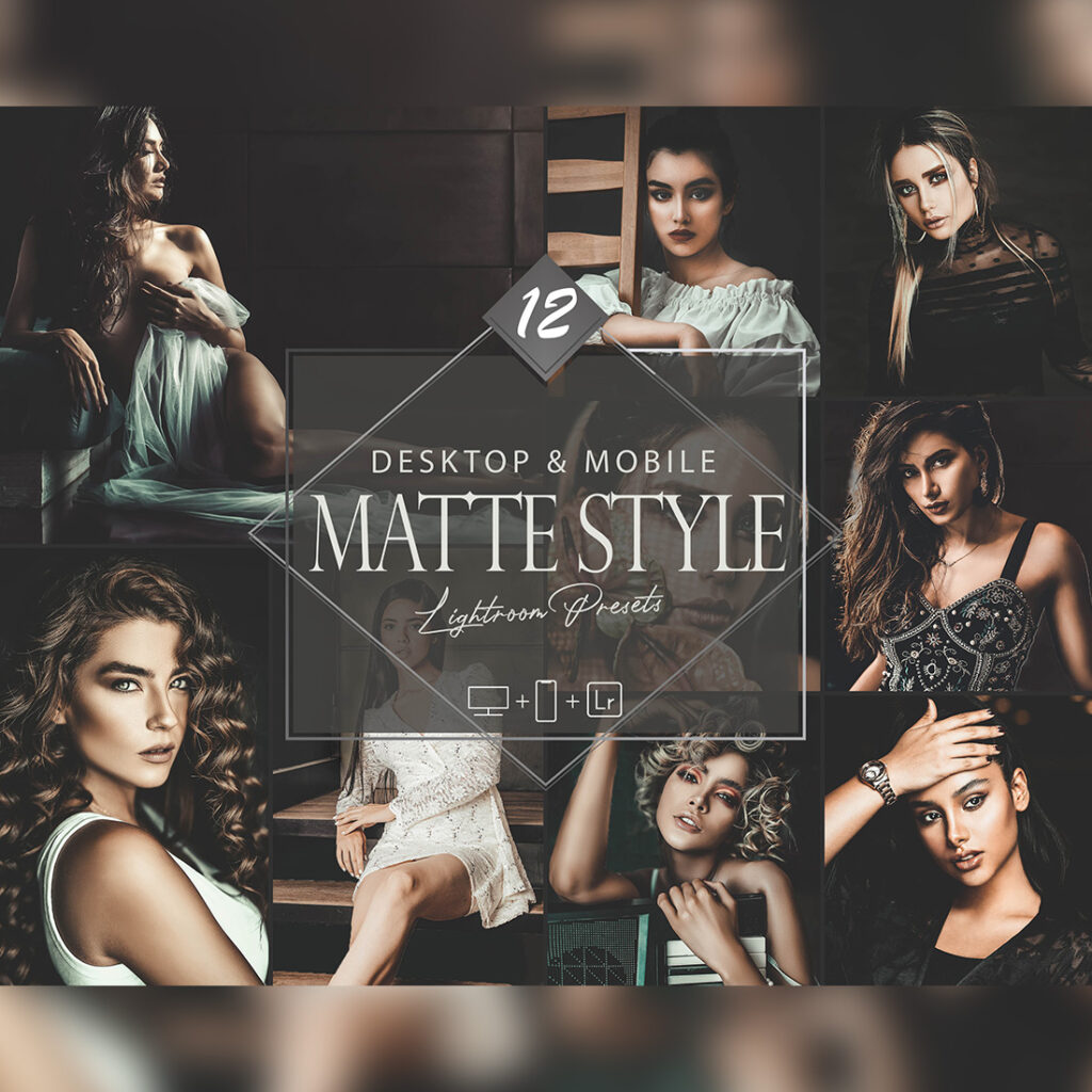 12 Matte Style Lightroom Presets, Black Moody Preset, Dark Desktop LR ...