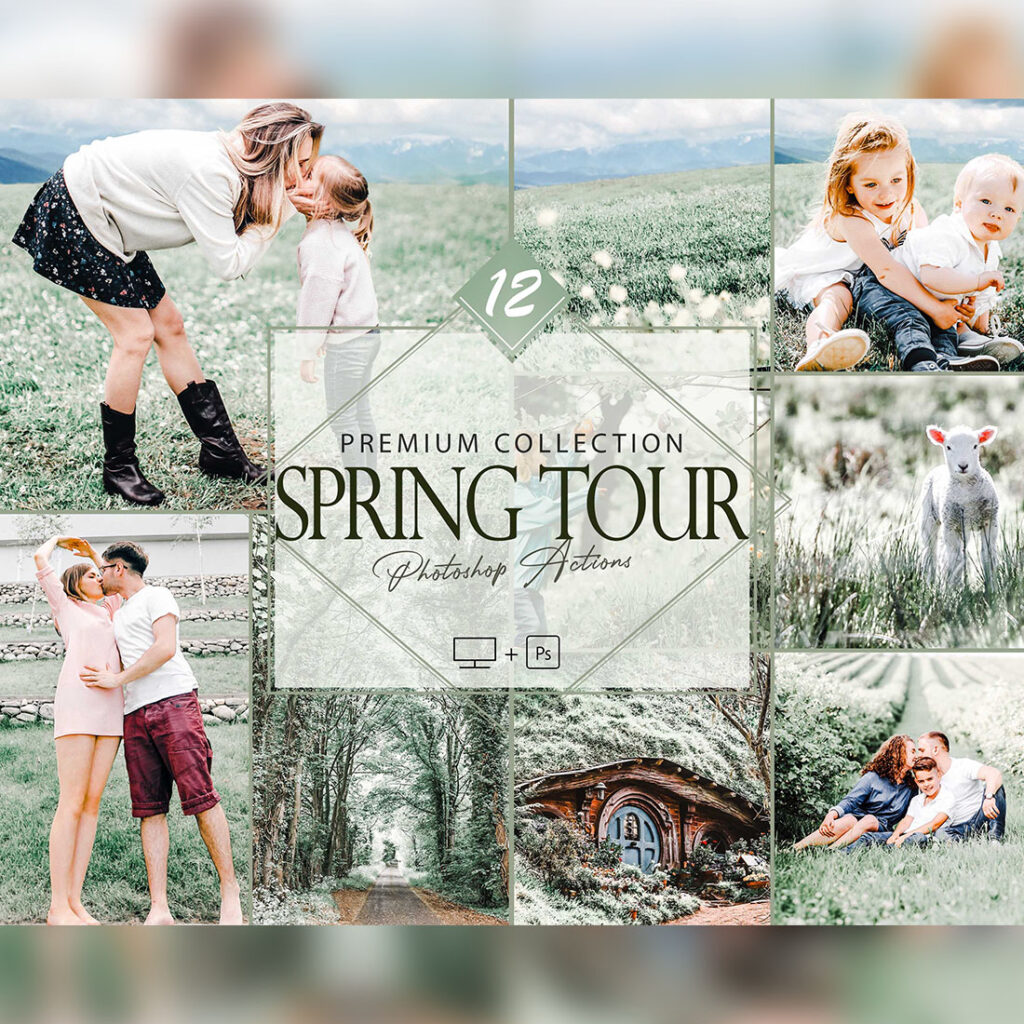 12 Spring Tour Photoshop Actions, Color Grading ACR Preset, Family ...