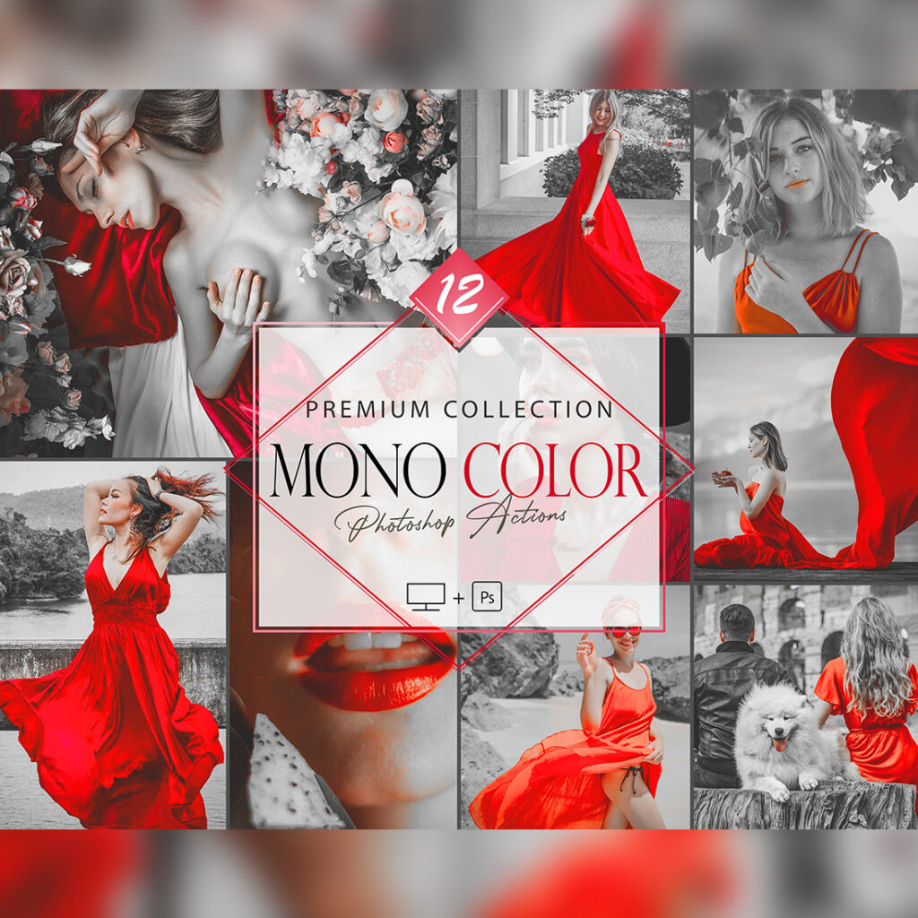 12 Mono Color Photoshop Actions, Focus in Hue Preset, Selective Colour ...