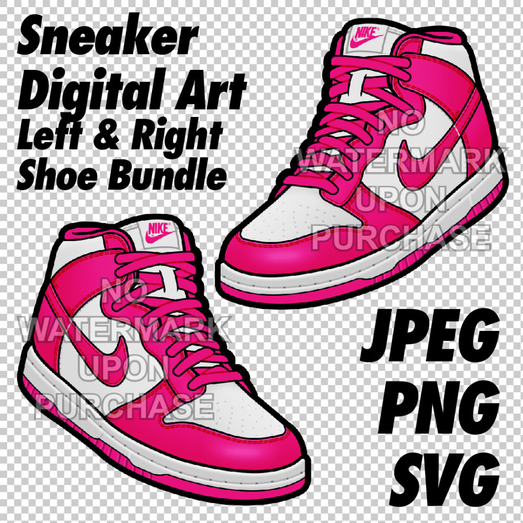 Nike Dunk High Prime Pink JPEG PNG SVG digital sneaker art - MasterBundles