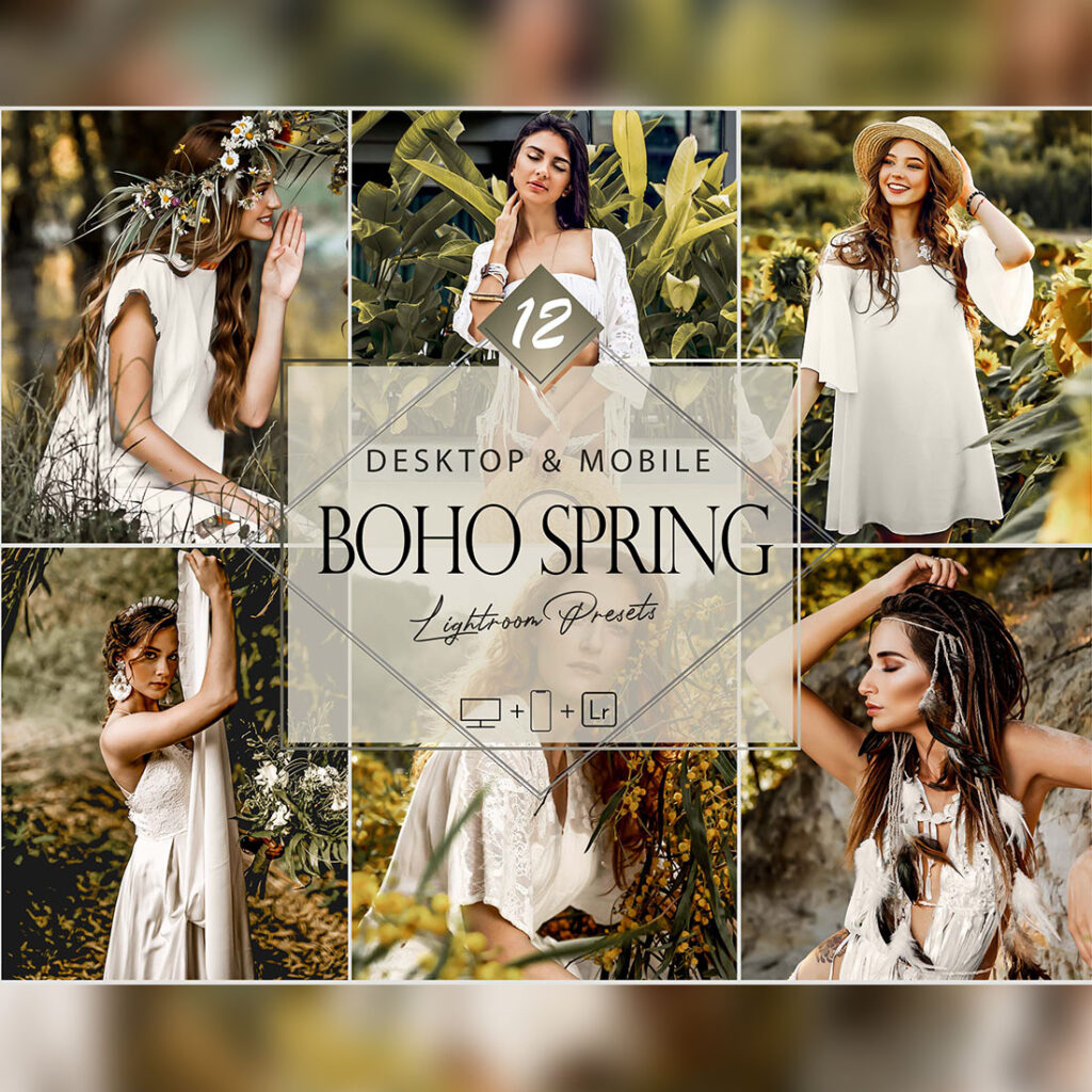 12 Boho Spring Lightroom Presets, Bohemian Preset, Moody Desktop LR ...