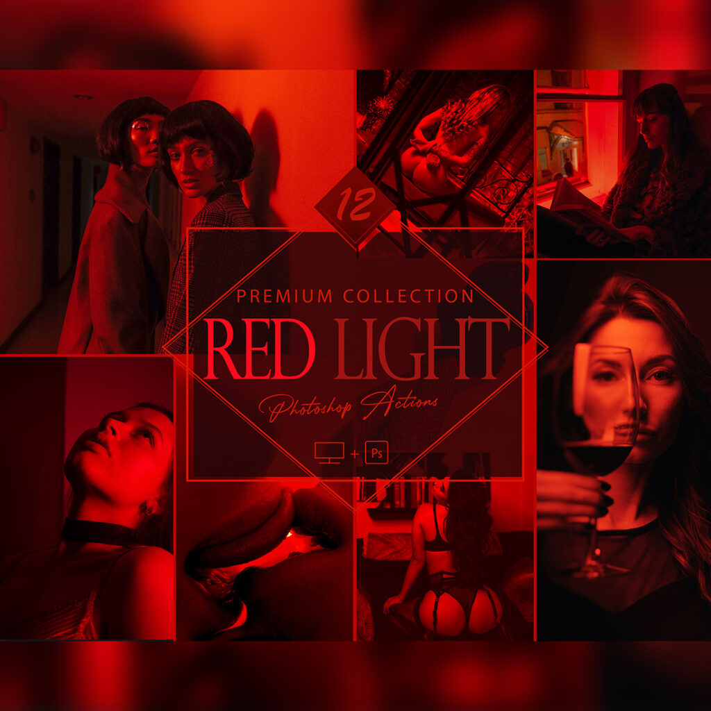 12 Red Light Photoshop Actions, Redish Color ACR Preset, Love Filter ...