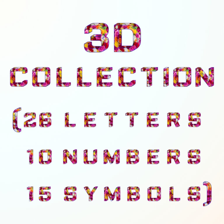 Rainbow Rose 3D Collection (Alphabet, Numbers, Symbols) - MasterBundles