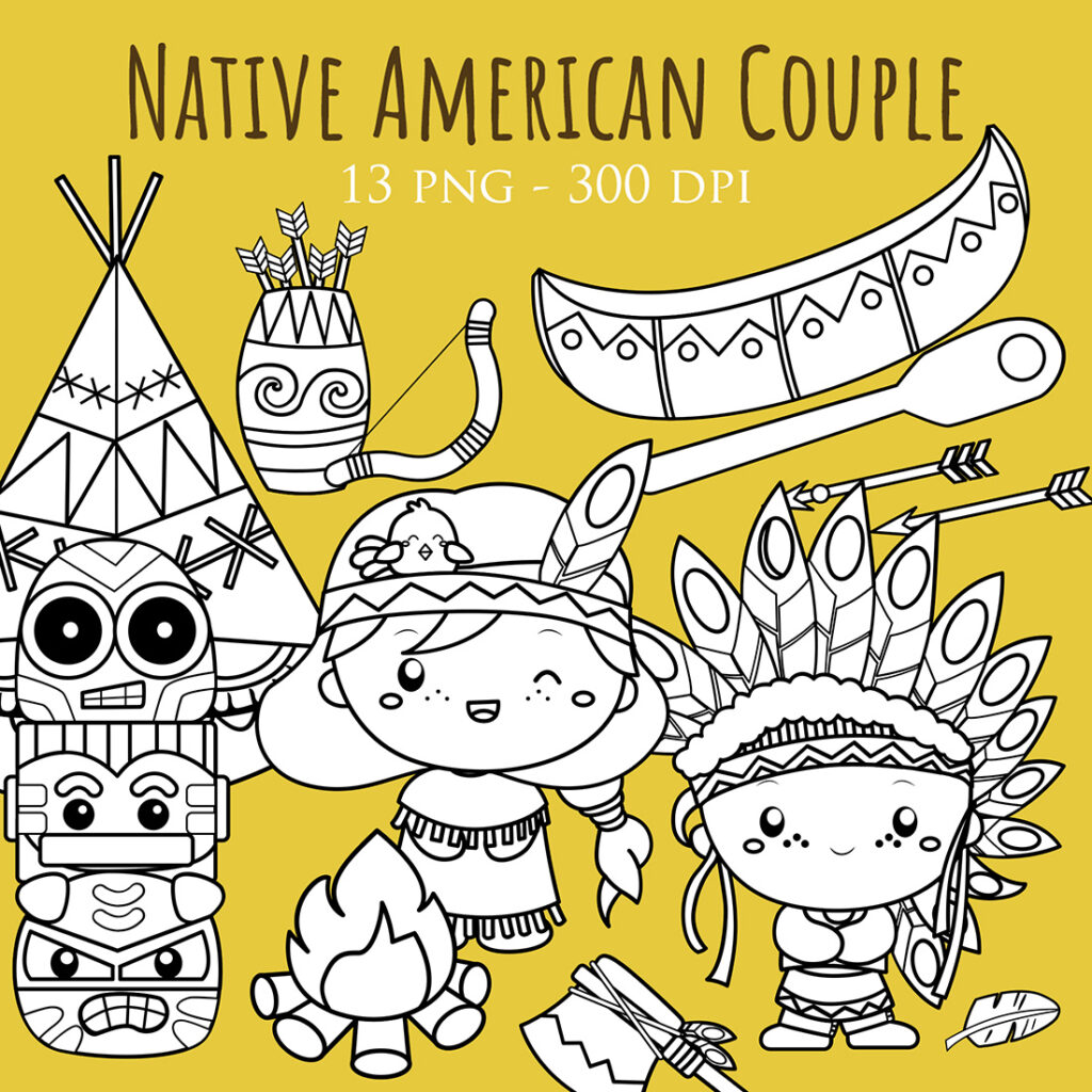 Cute Native American Indian Culture Kids Girl Boy Ancient Ornaments ...