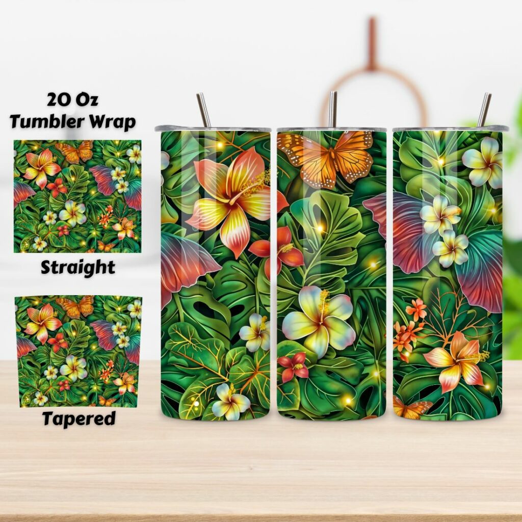 3D Floral Fantasy Tumbler Wrap | Seamless Wrap Design - MasterBundles