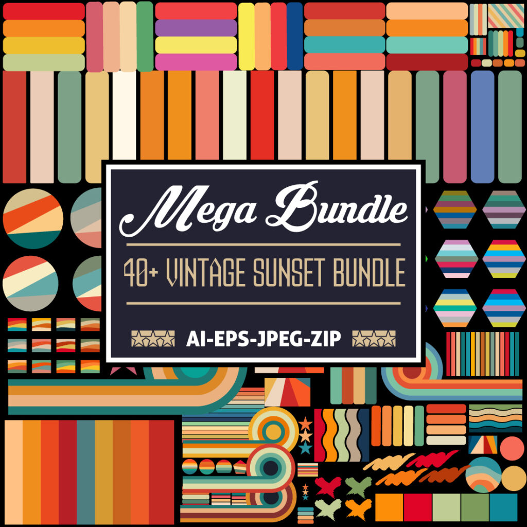 Sunset, Retro sunset circle, Vintage sunset background, Vintage sun ...