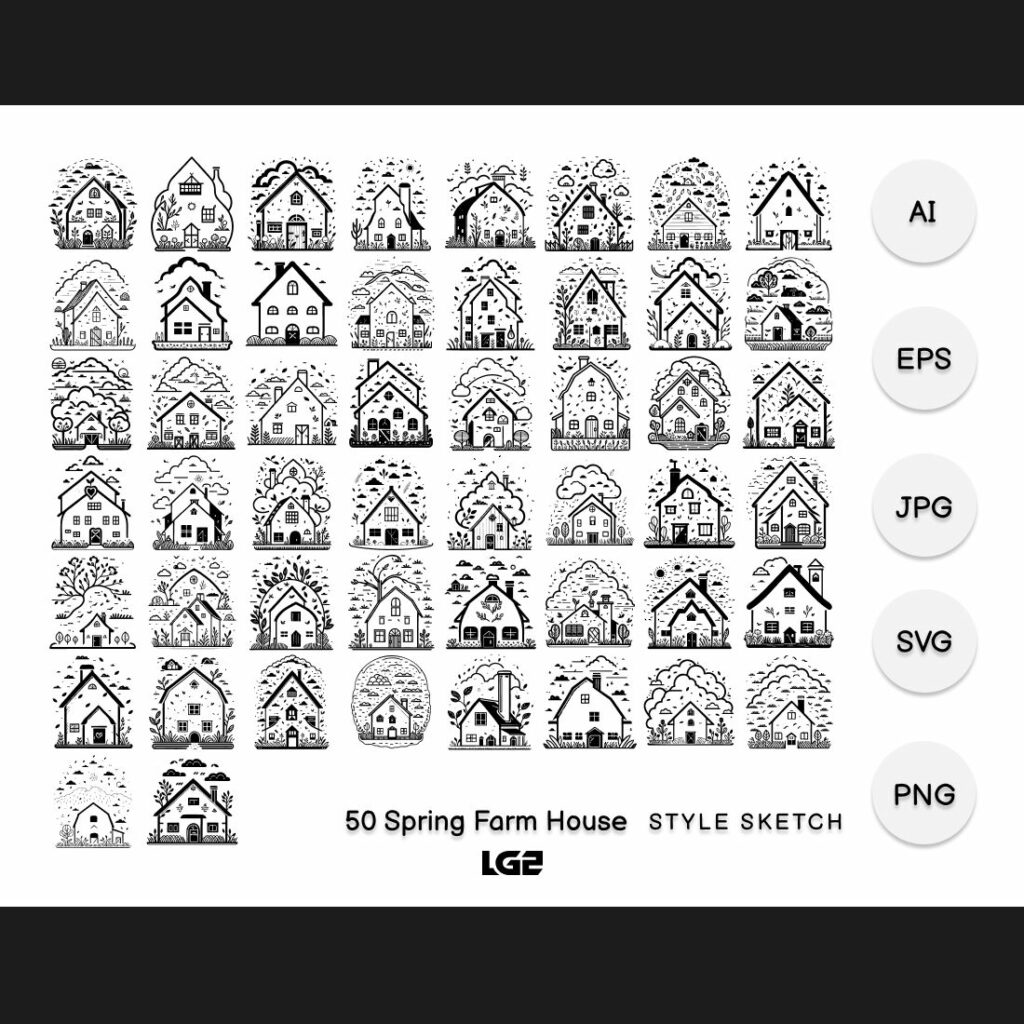 Spring Farm House Element Icon Black - MasterBundles