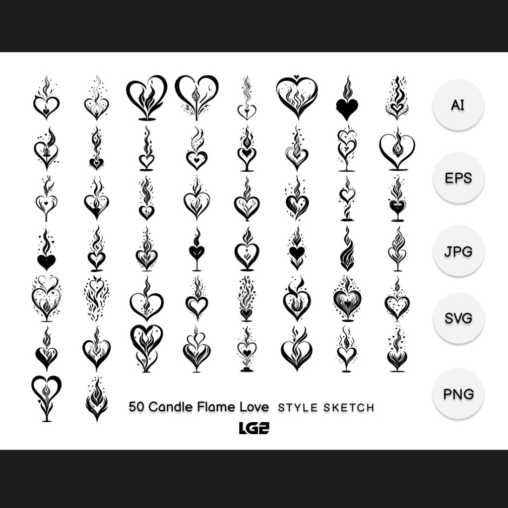 Candle Flame Love Element Draw Black - MasterBundles