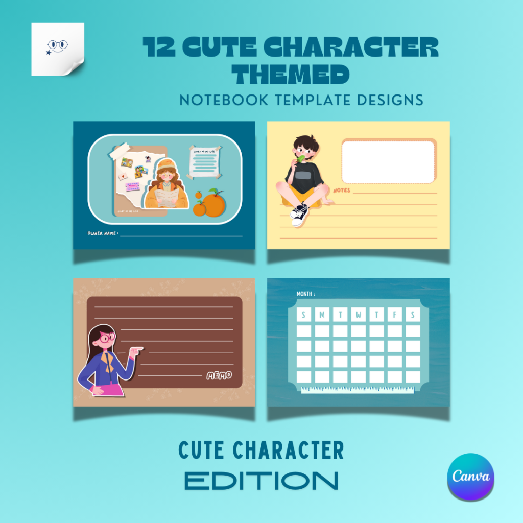 12 Cute Character Theme for Notebook and Planner - Only 7 - MasterBundles