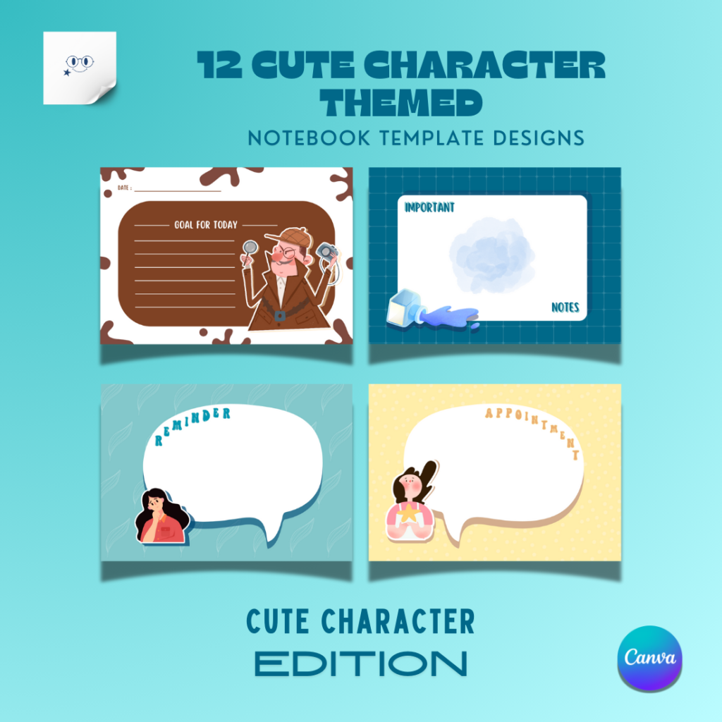 12 Cute Character Theme for Notebook and Planner - Only 7 - MasterBundles