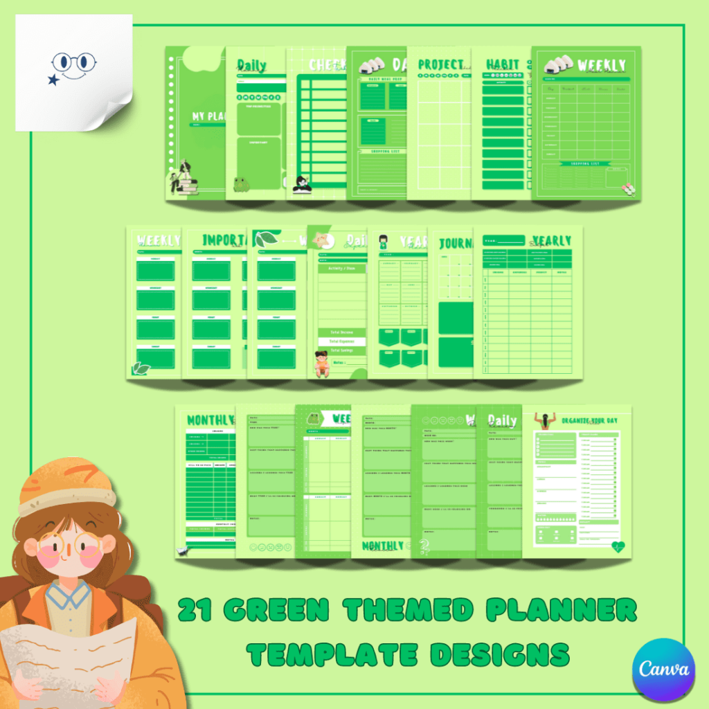 21 Cute Green Theme for Notebook and Planner