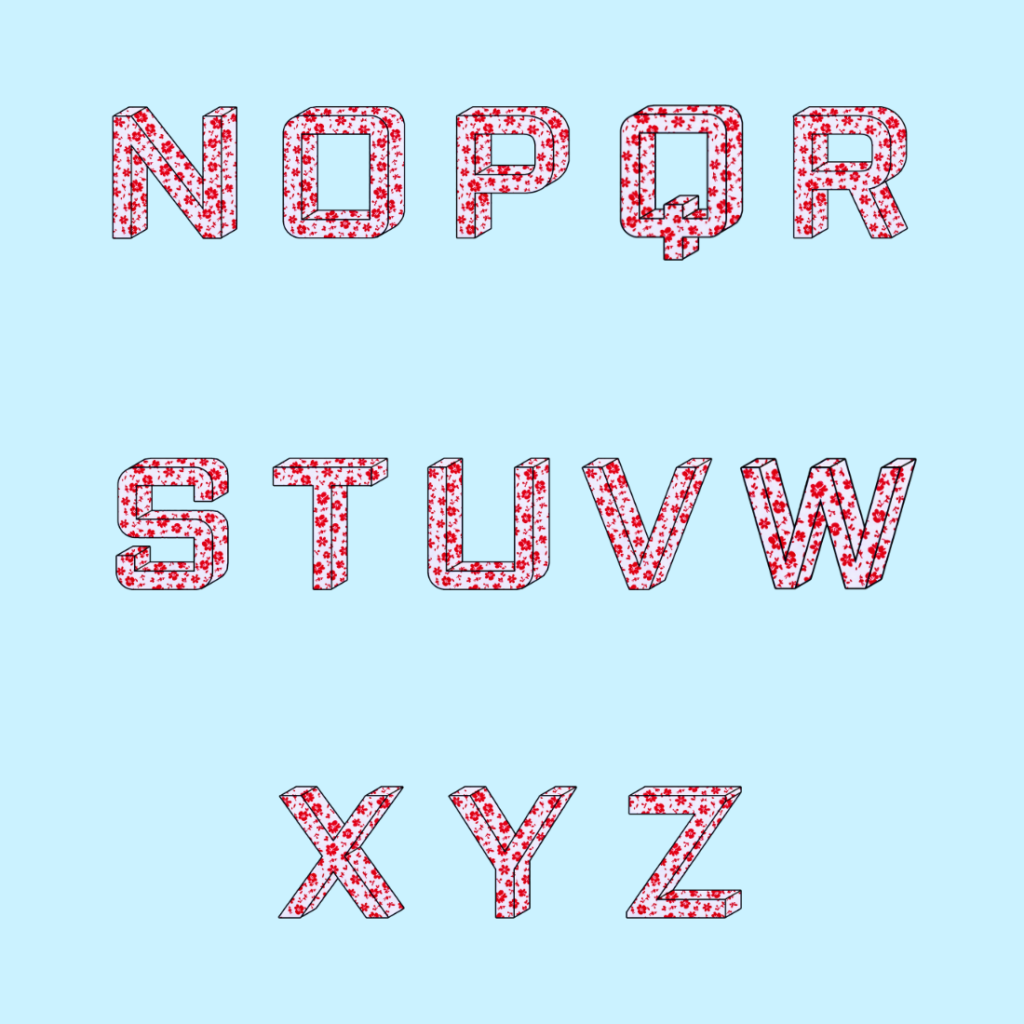 Red Blossoms 3D Collection (Alphabet, Numbers, Symbols) - MasterBundles