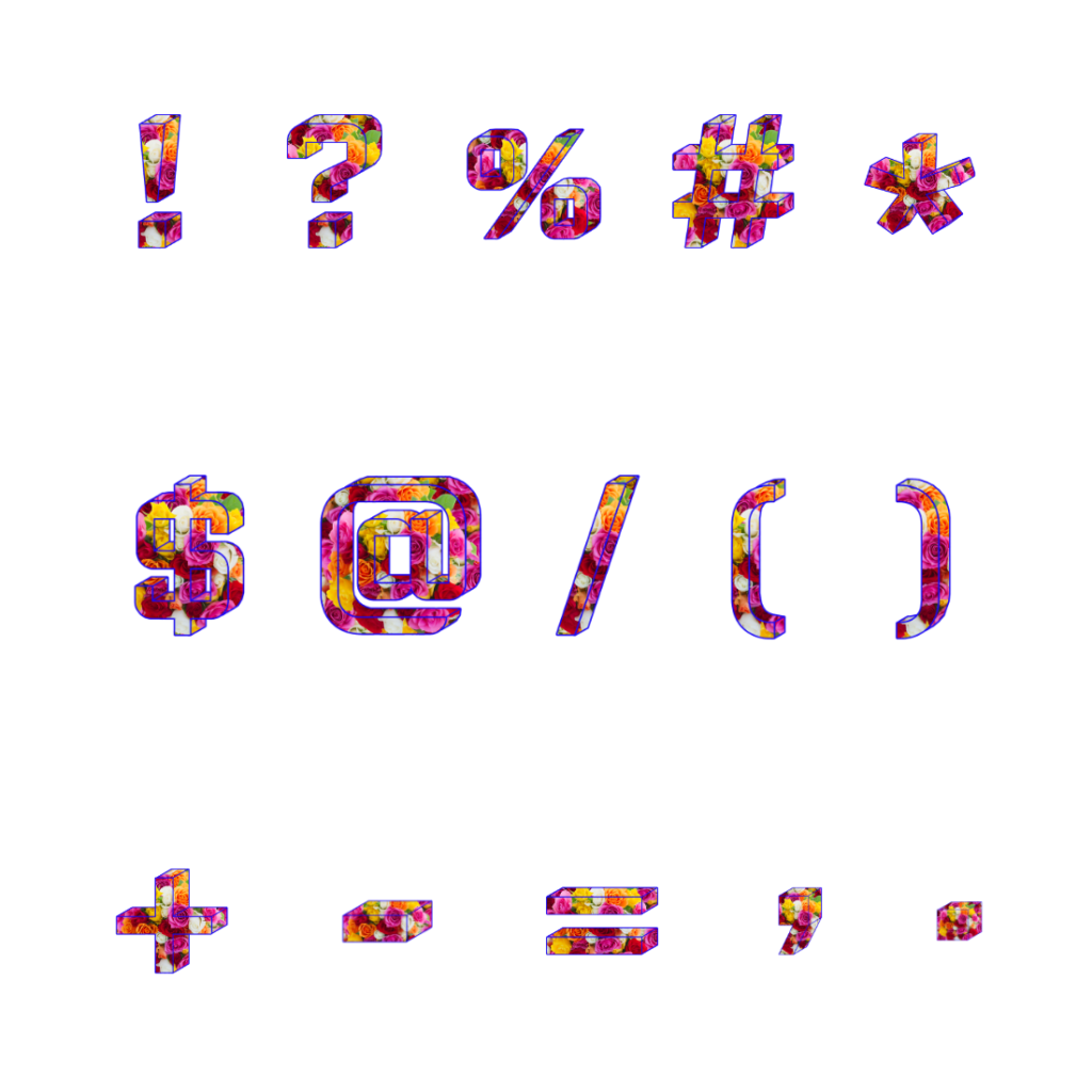 Rainbow Rose 3D Collection (Alphabet, Numbers, Symbols) - MasterBundles