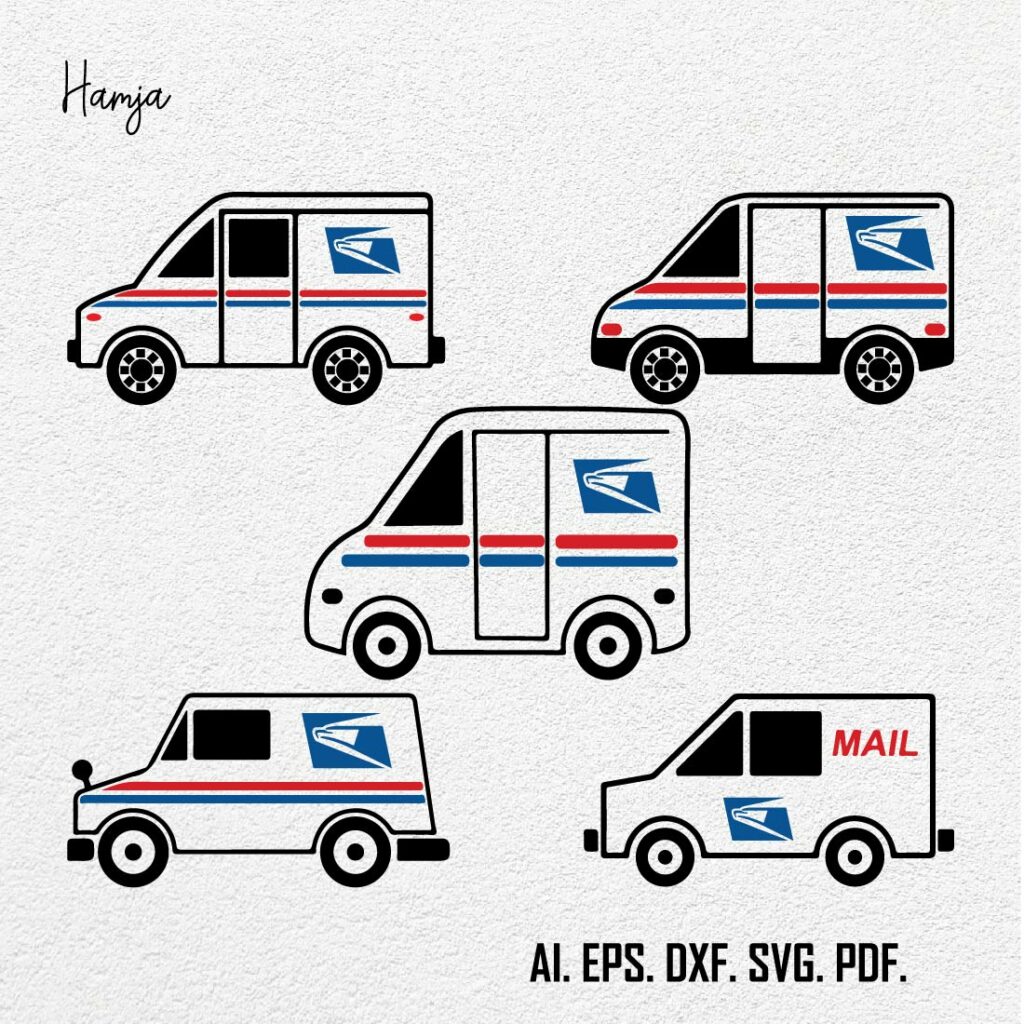 Mail Truck SVG File, Postal Truck SVG, Post Office Clip Art, Delivery ...