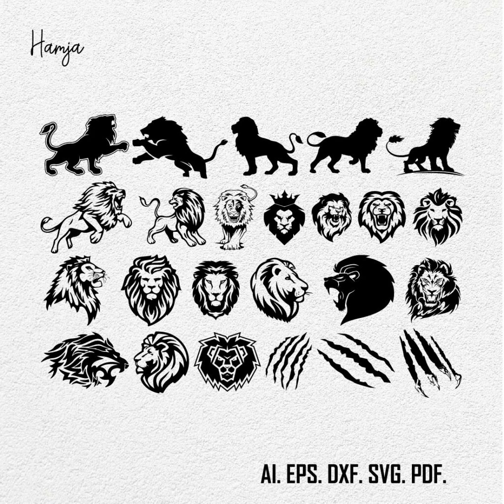 Lion SVG Bundle, Lion Svg, Lion head svg, Lion Silhouettes, Lion png ...