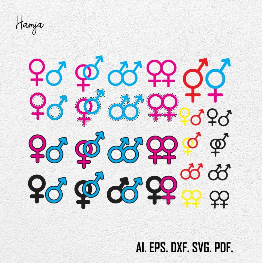 Gender Symbols Svg, Icon Svg, Symbol Svg, Male Female Symbol Svg Cut ...