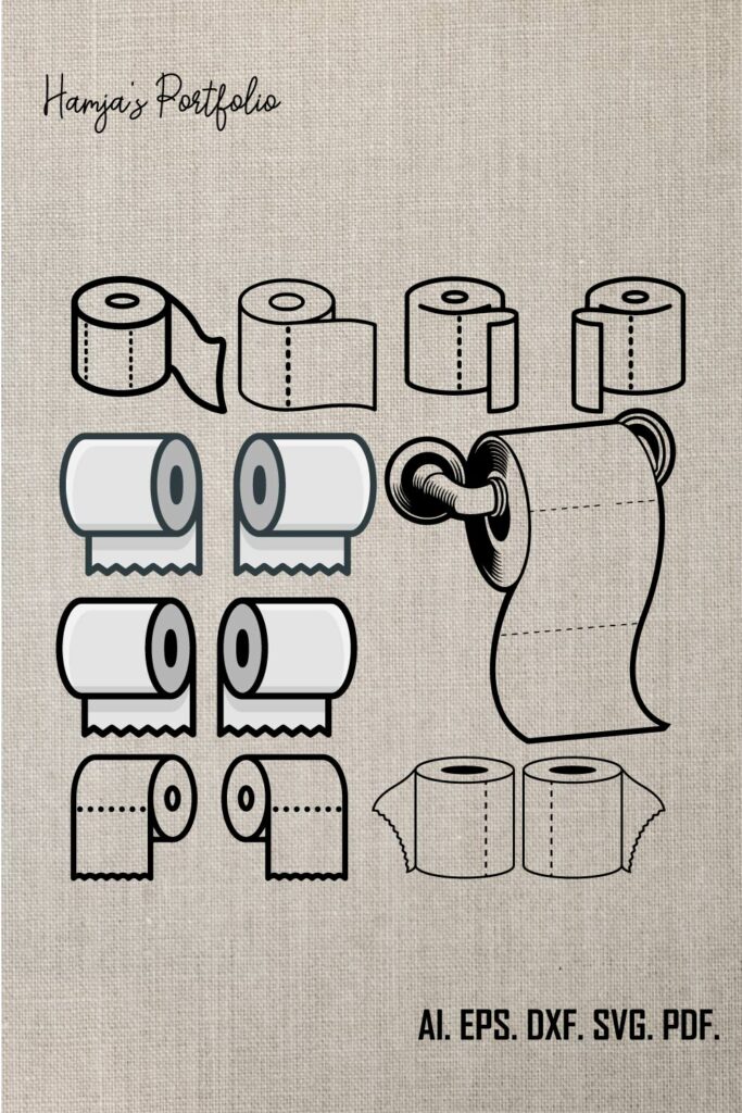 Toilet Paper Svg, SVG Files for Cricut, Bathroom Clipart, Toilet Svg ...