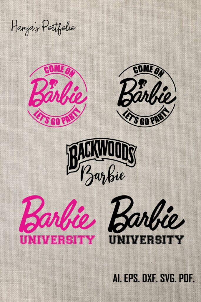Barbie Logo Vector Svg Bundle, Barbie Pink Logo ,Barbie Silhouette ...
