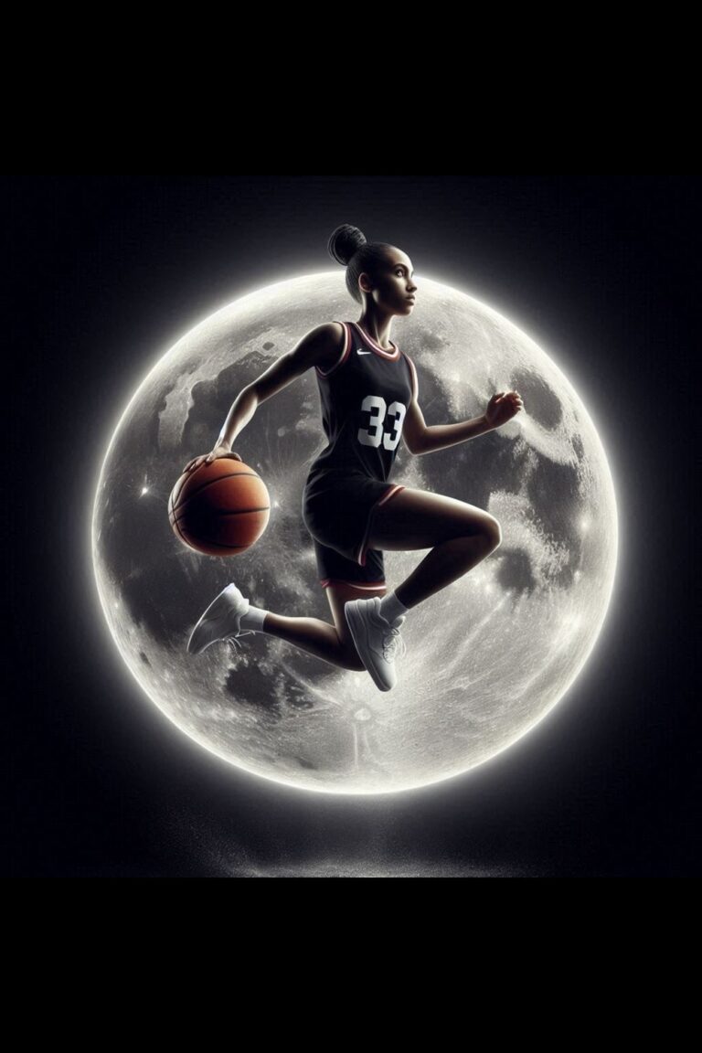 Basketball Player Full Moon Art Poster Print Home Decor Printable ...