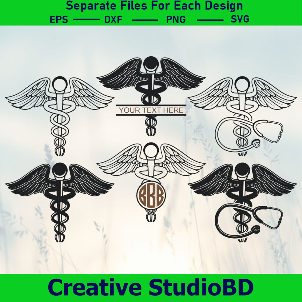 Caduceus Symbol SVG Bundle, Caduceus Symbol With Stethoscope Svg ...