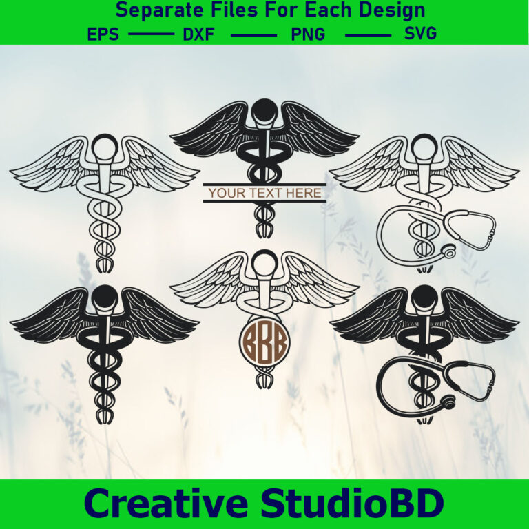 Caduceus Symbol SVG Bundle, Caduceus Symbol With Stethoscope Svg ...