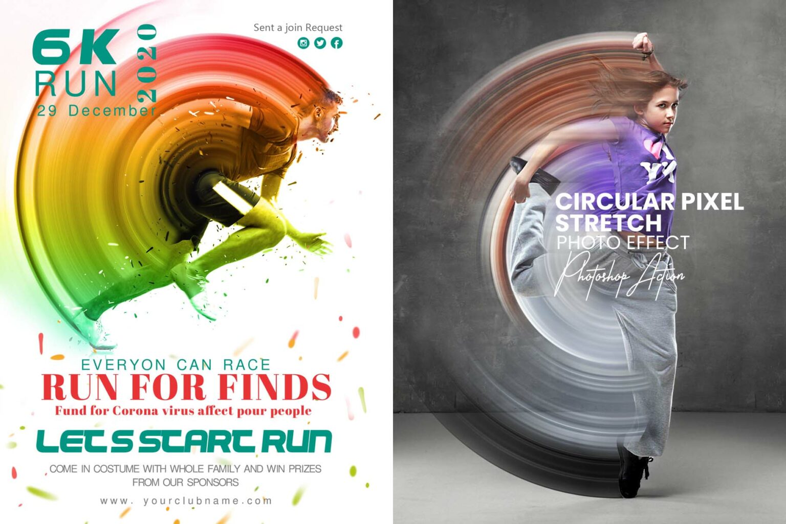 Circular Pixel Stretch Effect - MasterBundles