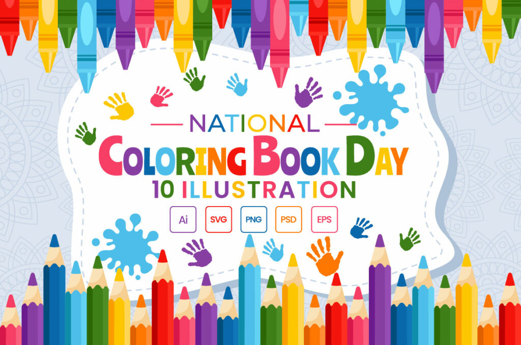 10 National Coloring Book Day Illustration - MasterBundles