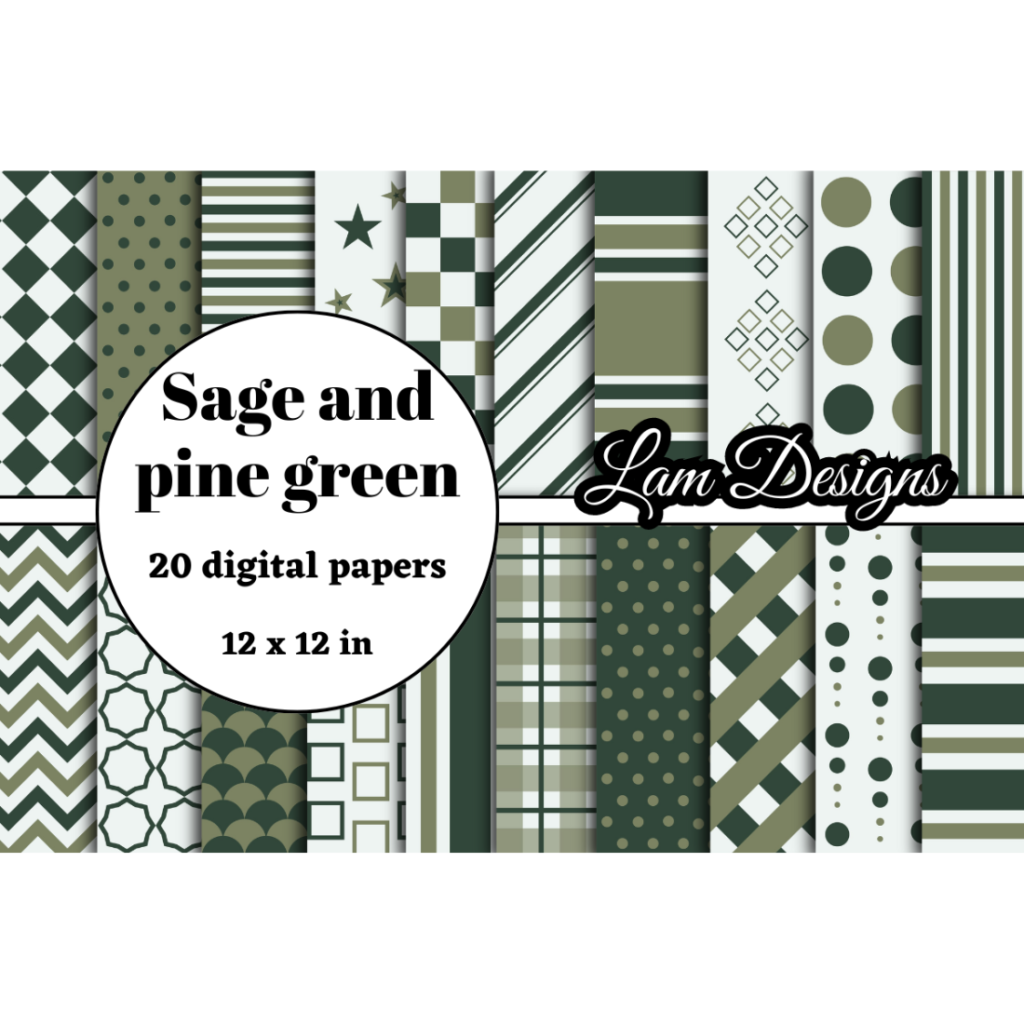 Sage and pine green digital papers - MasterBundles