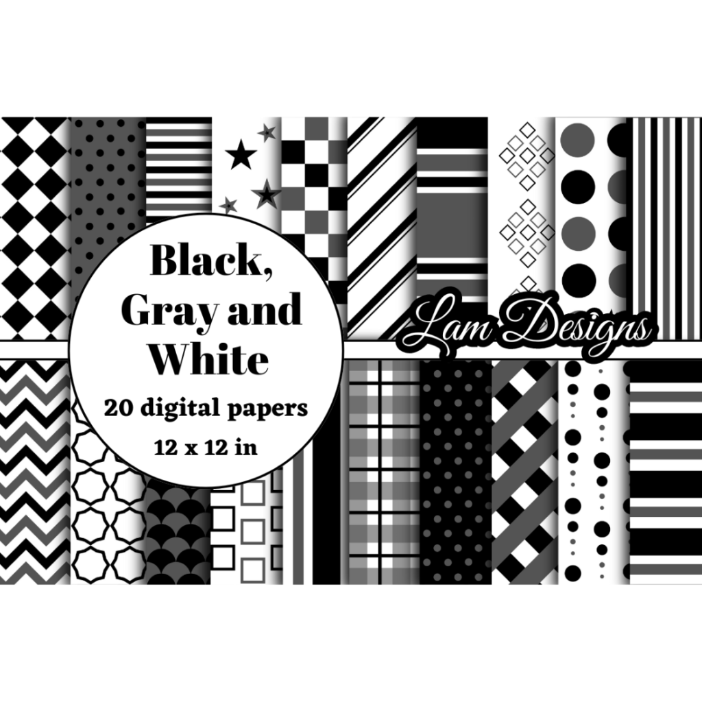 black gray and white digital papers - MasterBundles