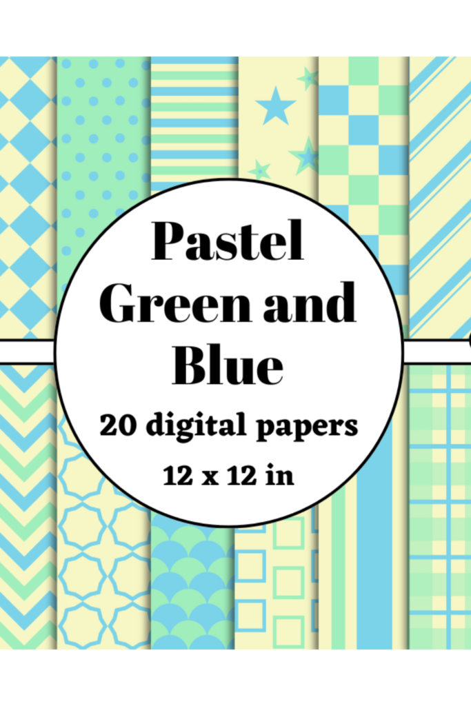 pastel green and blue digital papers - MasterBundles