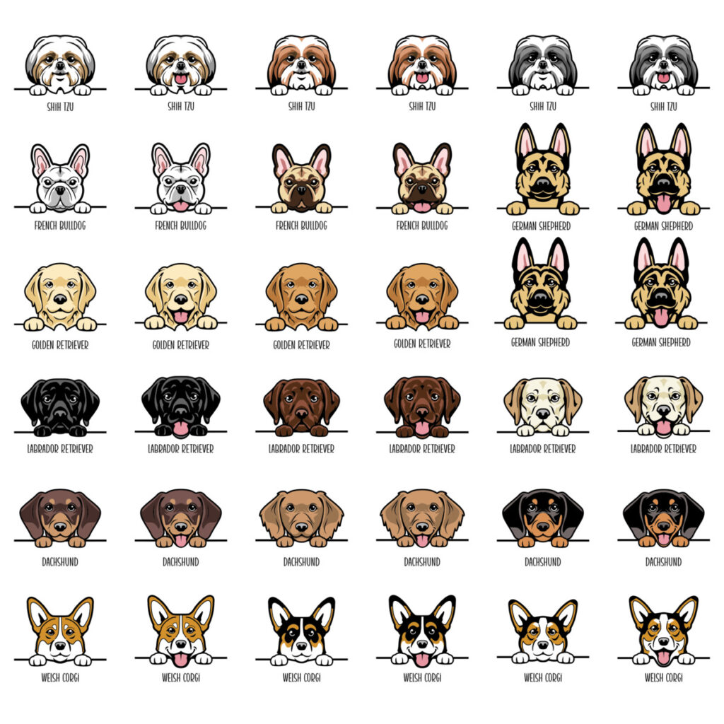 Cartoon Peeking Dogs