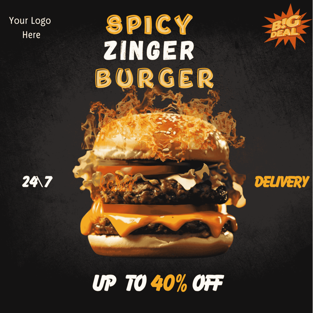 Burger editable and printable Template - MasterBundles