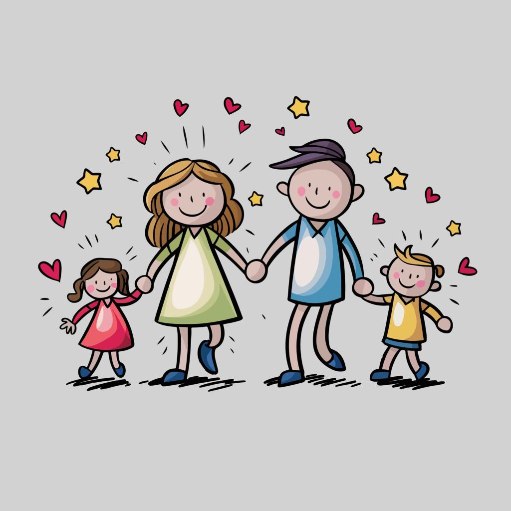 8 illustrations family sketches - MasterBundles