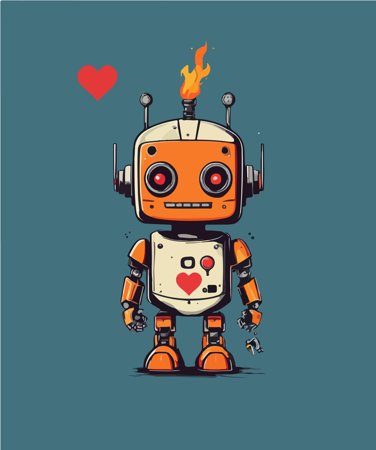 12 illustrations of cartoon robot , i love robots - MasterBundles