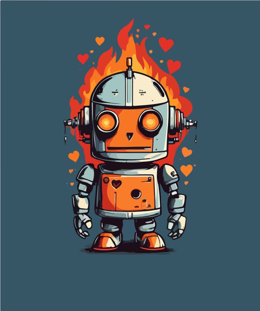 12 illustrations of cartoon robot , i love robots - MasterBundles