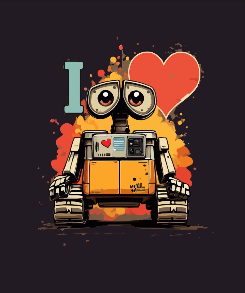 12 illustrations of cartoon robot , i love robots - MasterBundles