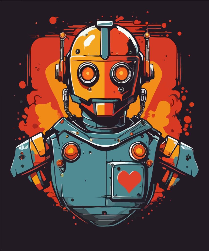12 illustrations of cartoon robot , i love robots - MasterBundles