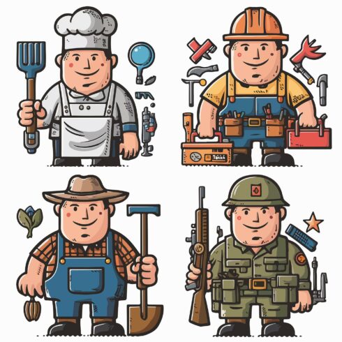 + 100 illustrations of professionals workers - MasterBundles