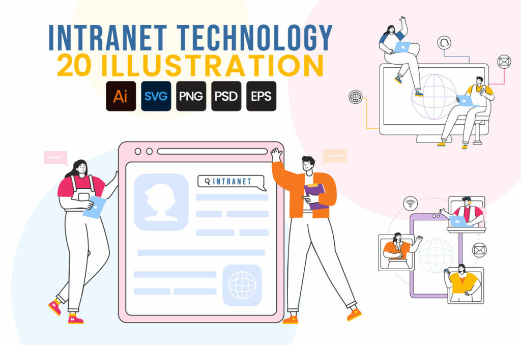 20 Intranet Technology Illustration - MasterBundles