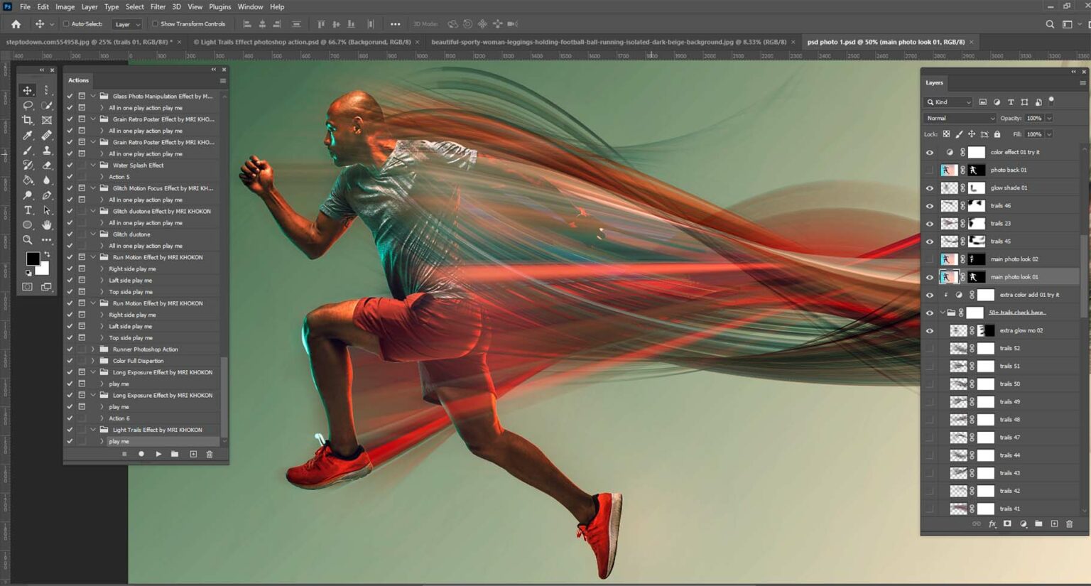 Light Trails Effect Photoshop Action - MasterBundles