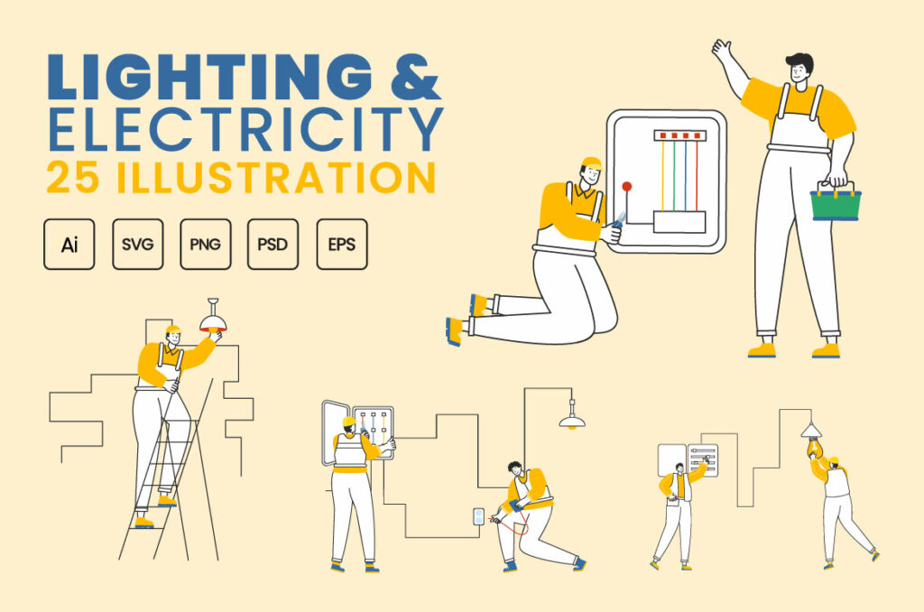 25 Lighting and Electricity Energy Illustration - MasterBundles