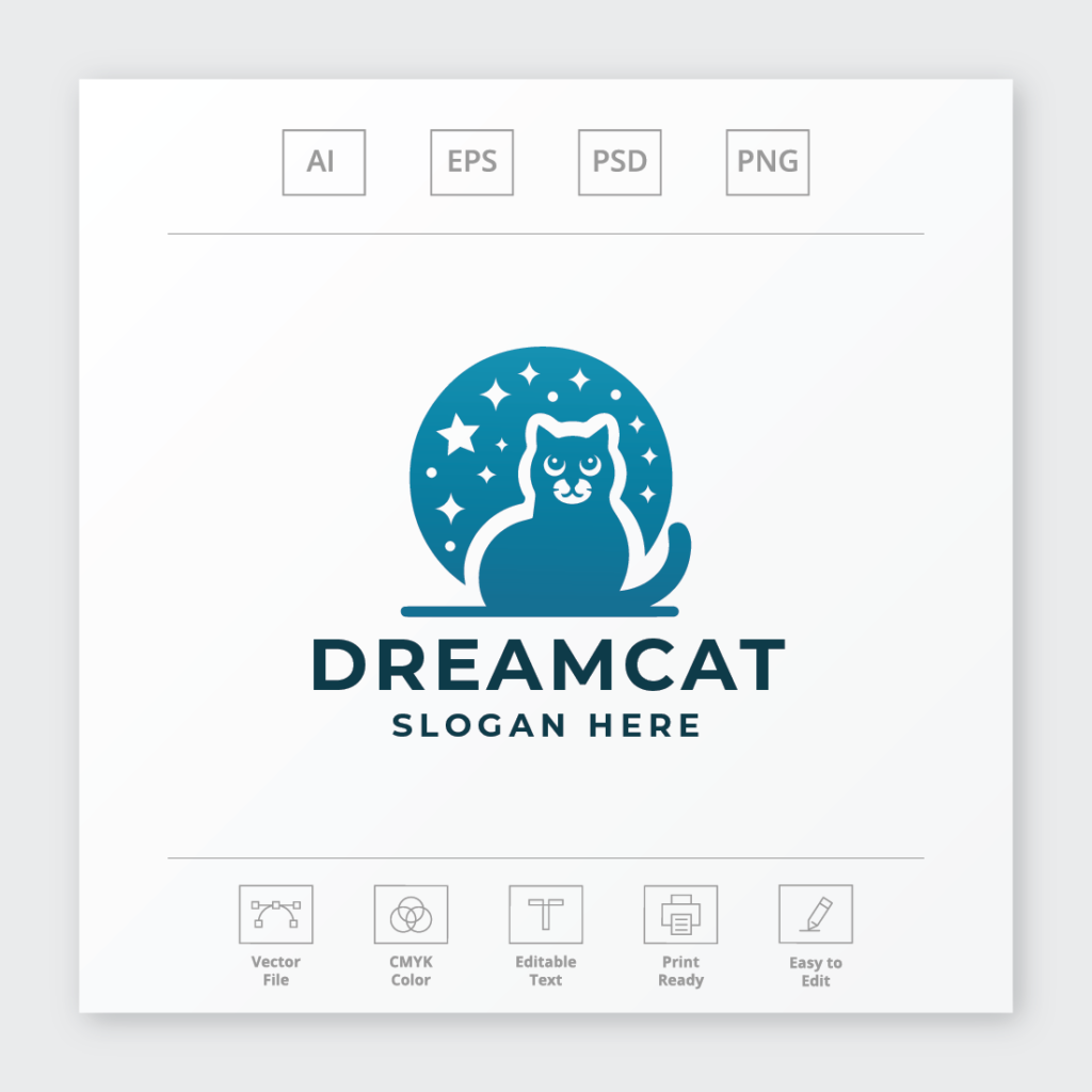 Dream Cat Pet Logo - MasterBundles
