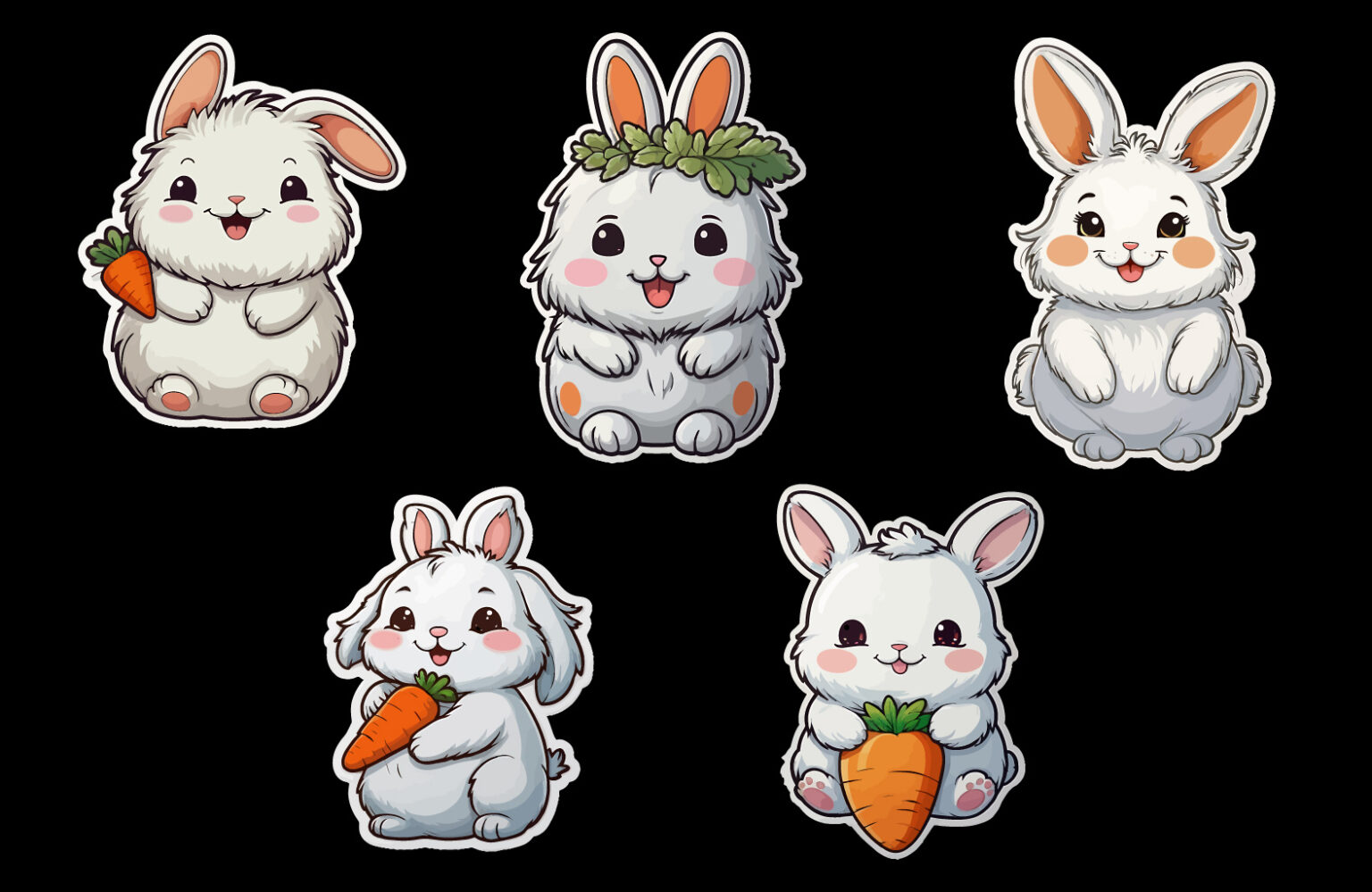 Rabbit Fluffy Bunny with Contour Sticker - MasterBundles