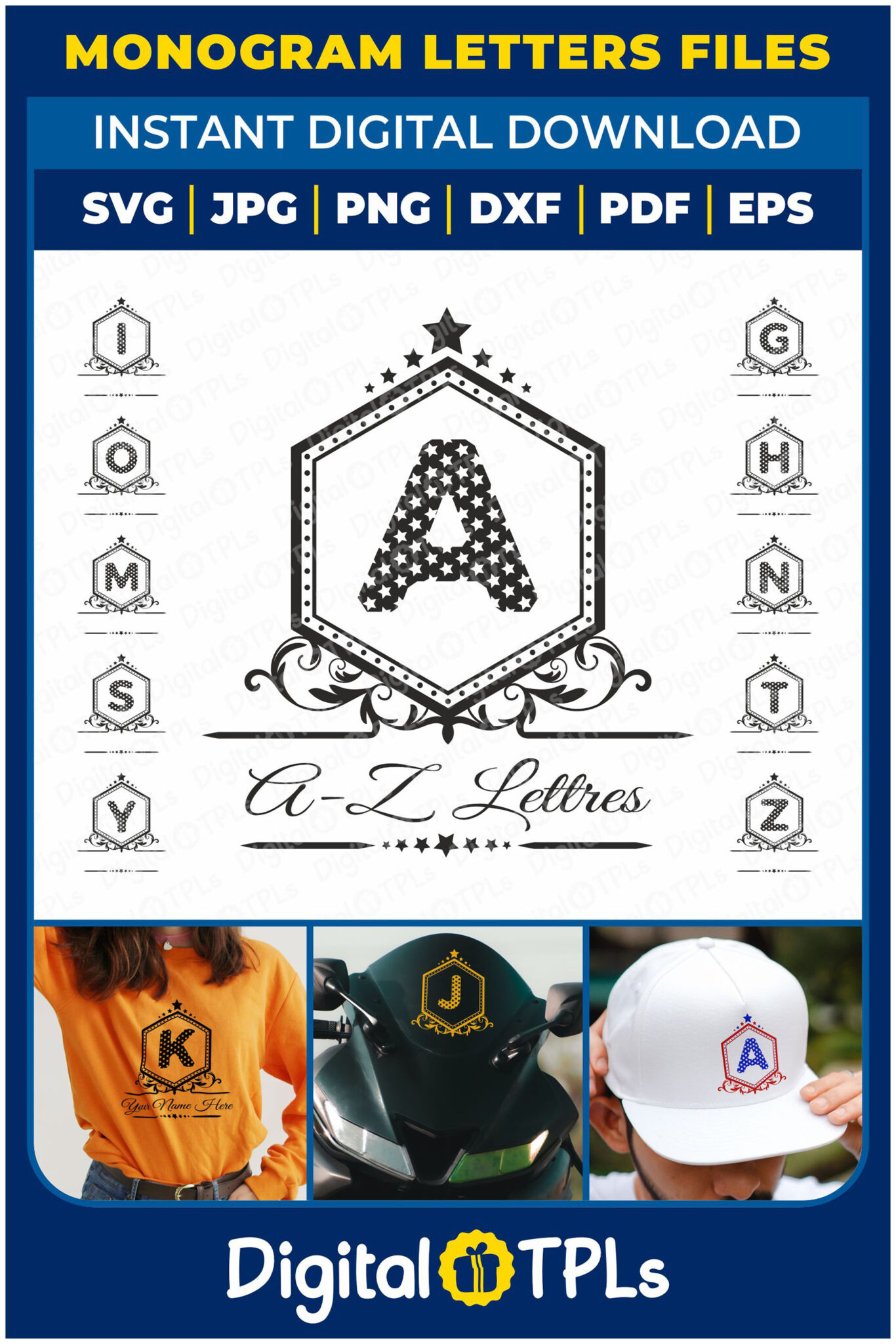 A to Z Split Monogram Letters SVG Files - MasterBundles