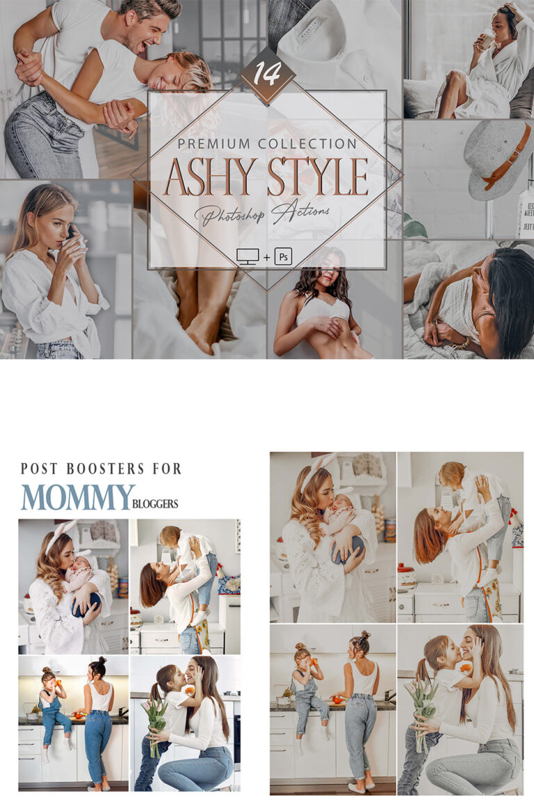 14 Ashy Style Photoshop Actions, Dove ACR Preset, Bright Gray Ps Filter, Portrait And Lifestyle ...