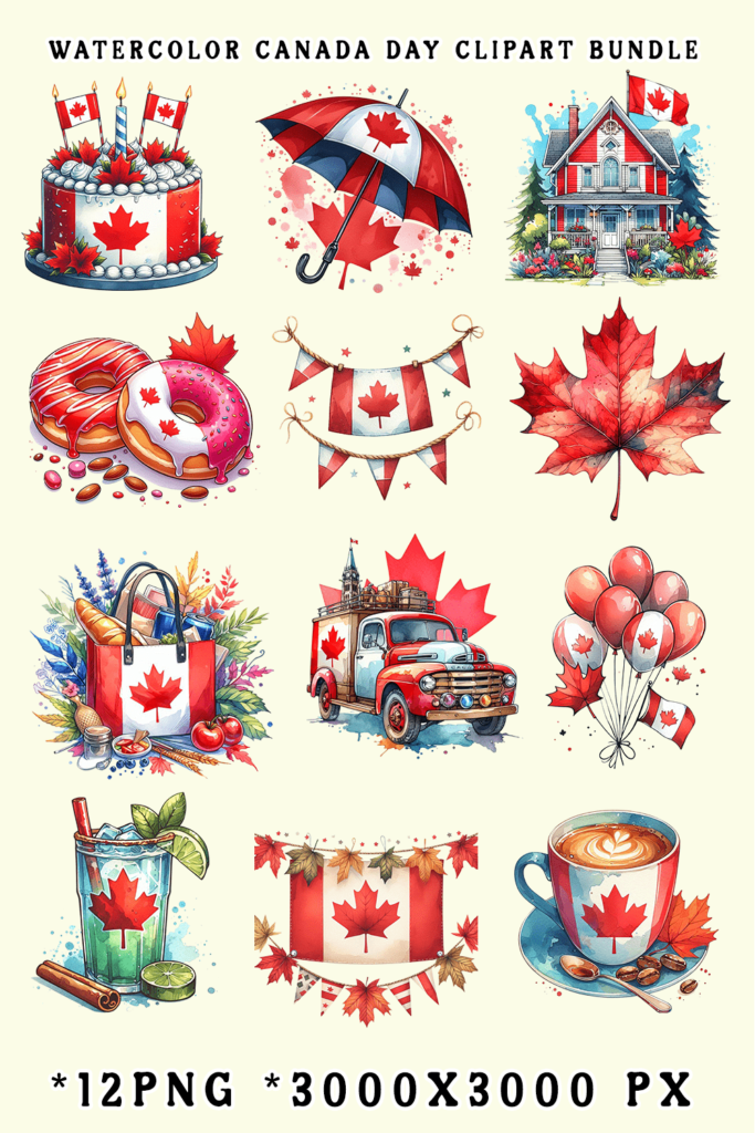 Watercolor Canada Day Clipart Bundle – MasterBundles