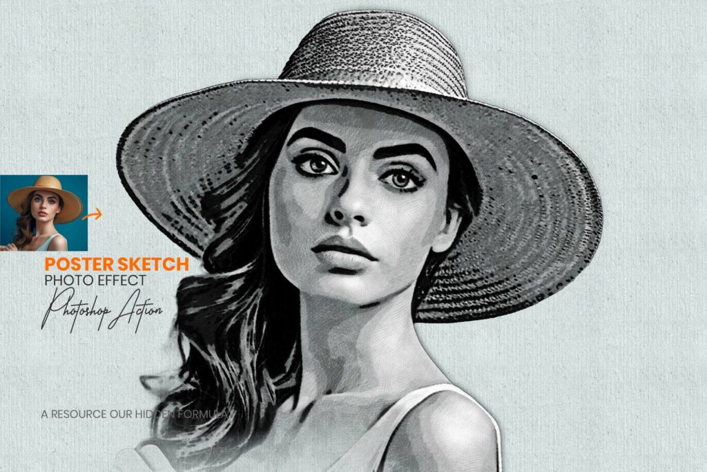 Poster Sketch Photoshop Action - MasterBundles