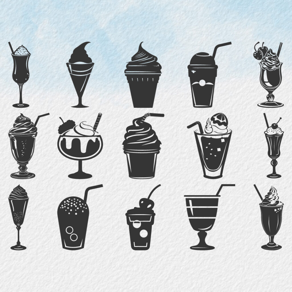 ice cream silhouette, different test drinks ice cream, Ice cream black ...