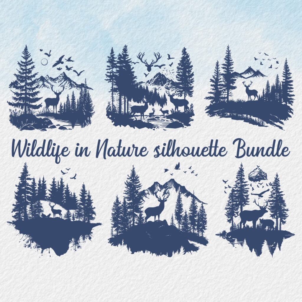 Wildlife in Nature Silhouette bundle, wild animal wildlife silhouette ...